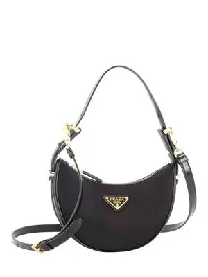 Prada Arque Half Moon Tessuto Small Hobo Bag - Black
