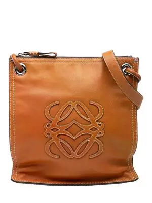 Loewe 2000-2010 Leather Anagram Crossbody Bag - Brown