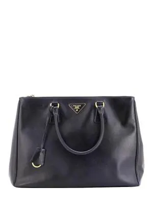 Prada Double Zip Lux Saffiano Leather Large Tote Bag - Black