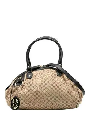 Gucci Diamante Canvas Sukey Satchel - Brown