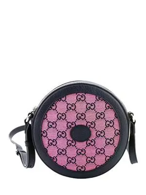GUCCI Interlocking G Patch Round Shoulder Bag Multicolor GG Canvas