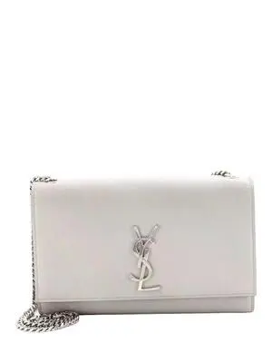 Saint Laurent Classic Monogram Grainy Leather Medium Crossbody Bag - Grey