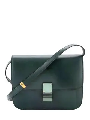 Celine Classic Box Smooth Leather Medium Crossbody Bag - Green