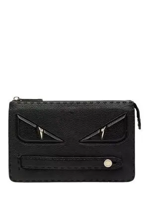 Fendi 2000-2010 Leather Selleria Monster Clutch Bag - Black