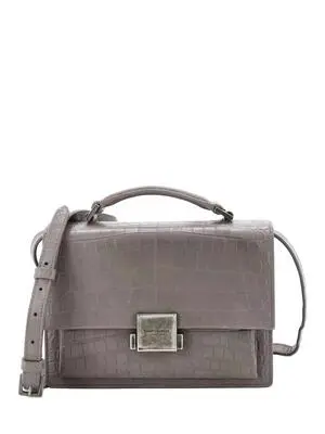 Saint Laurent Bellechasse Crocodile Embossed Leather Medium Satchel - Grey
