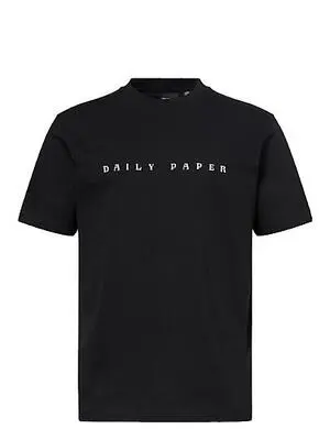 DAILY PAPER Burning Shield Crewneck Cotton-jersey T-shirt - Black