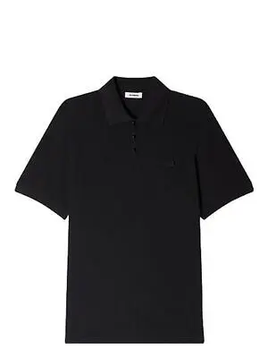 Sandro Branded Cotton-piqué Polo Shirt - Black