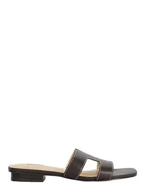 DUNE Loupe Leather Sandals - Brown Leather