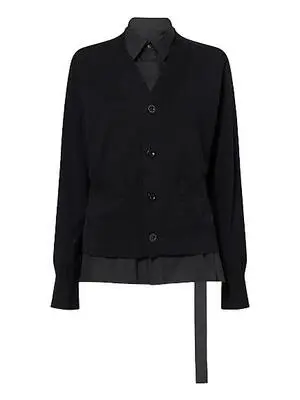Sacai Layered Cotton Cardigan - Black