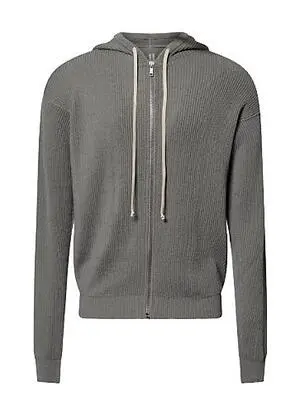 Rick Owens Zip-up Rib-knit Wool Hoody - Euca