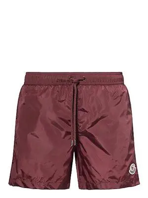 Moncler Brand-patch Drawstring Swim Shorts - Dark Red