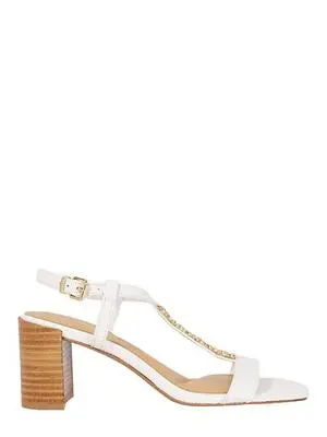 DUNE Josina Leather Heeled Sandals - White Leather