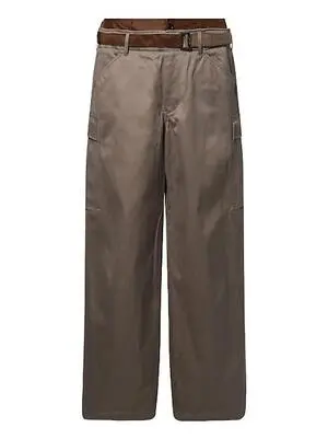 Sacai Layered-waistband Belted Trousers - Gray