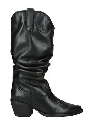 Steve Madden Stage Western Leather Boots - Black