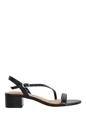 DUNE Jolene Leather Heeled Sandals - Black Embossed Leather
