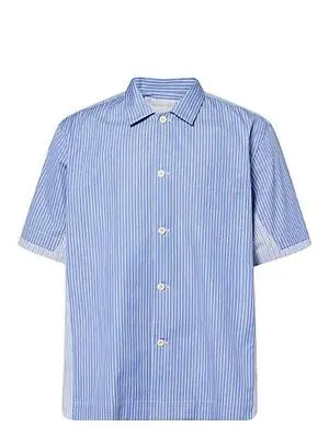 Sacai Pinstripe Short-sleeve Cotton Poplin Shirt - Blue Stripe