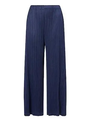 Issey Miyake Wide-leg Pleated Trousers - Dark Navy