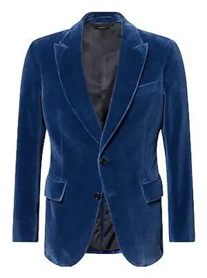 TOM FORD Single-breasted Cotton-velvet Evening Jacket - Indigo