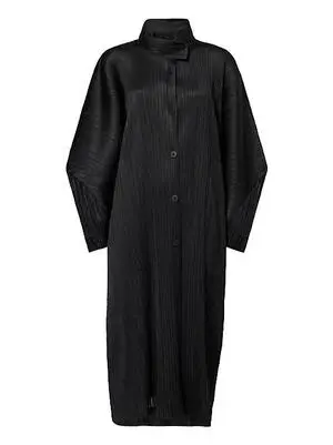 Issey Miyake Skyline Pleats Knitted Coat - Black