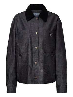 Prada Cotton And Linen Chambray Jacket - Blue