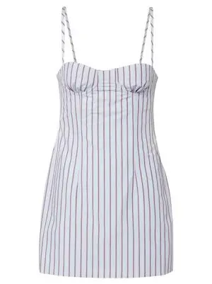 SIR. Pinstripe Cotton-blend Minidress - Blue