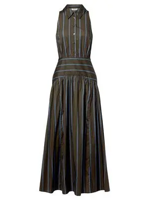 Staud Romy Striped Cotton Midi Dress - Multicoloured