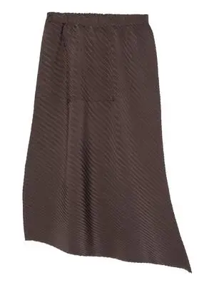 Issey Miyake Asymmetric Pleated Midi Skirt - Brown