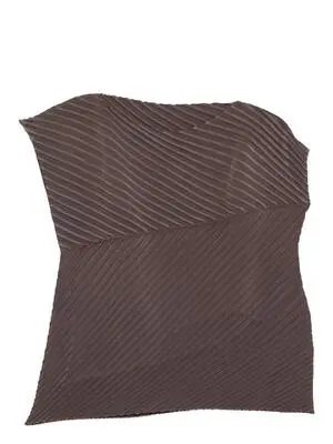 Issey Miyake Asymmetric Pleated Top - Brown