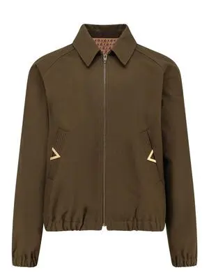 Valentino Garavani Full-zip Gabardine Blouson Jacket - Brown