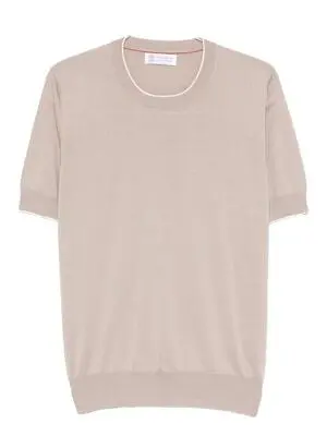 Brunello Cucinelli Brunello Cucinelli Knitted Cotton T-Shirt Brown