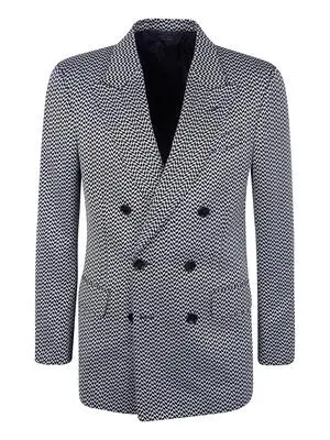 TOM FORD Jacquard Geometric Design Double Breasted Jacket
