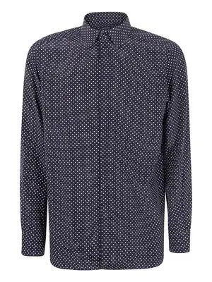 TOM FORD Crepe De Chine Polka Dot Classic Fit Shirt - Black