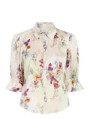 Cinq À Sept Iris Bouquet Fiona Ruffled Floral Shirt - Neutrals