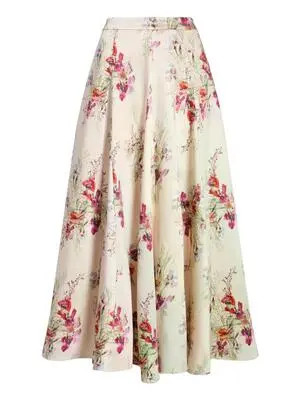 Cinq À Sept Iris Bouquet Hilda Floral Midi Skirt - Neutrals