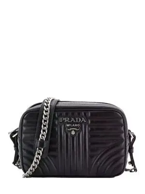 Prada Diagramme Quilted Leather Camera Bag - Black