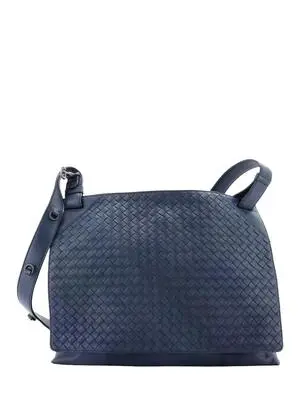 Bottega Veneta Square Panelled Messenger Bag Intrecciato Nappa Large - Blue