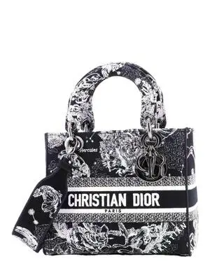 Dior Lady D-lite Embroidered Canvas Medium Satchel - Black