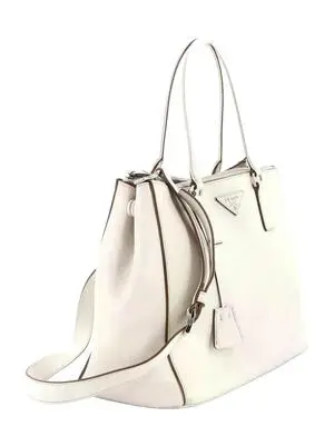Prada Galleria Double Zip Tote Medium Satchel - White