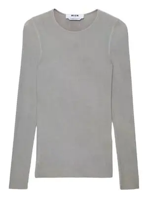 MSGM Long-sleeve Ribbed Top - Grey