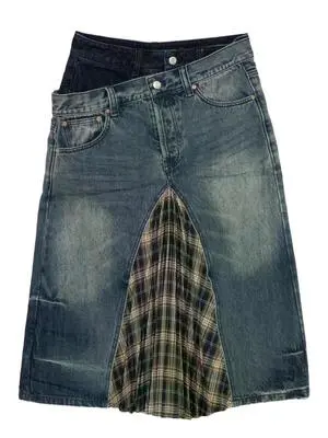 Andersson Bell Pleated Combo Flipped Denim Skirt - Blue