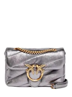 Pinko Quilted Cross Body Bag With Bird Detail - Grey