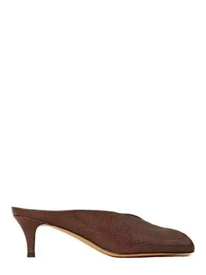 TWINSET Embossed Leather Heeled Sandals - Brown