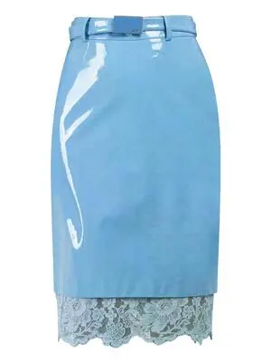 ROWEN ROSE Lace Belted Midi Skirt - Blue