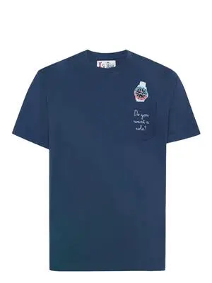 MC2 SAINT BARTH Connor Watch-print Chest-pocket T-shirt - Blue