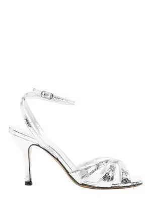 GUGLIELMO ROTTA Abelie Twisted Leather Sandals - Silver