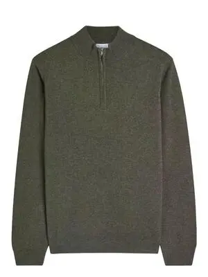 Sunspel Knitted Zip-up Sweater - Green