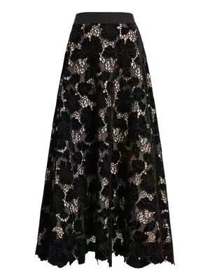 Alice + Olivia Lorena Lace Maxi Skirt - Black