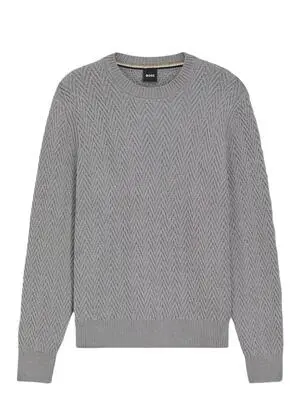 BOSS Textured Crew Neck Sweater - Grey
