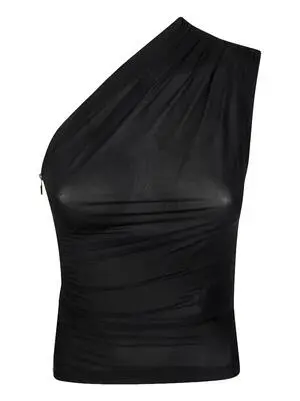 Elisabetta Franchi One-shoulder Zip Top - Black