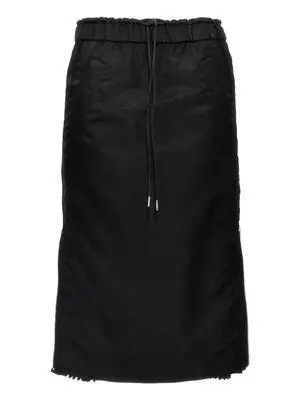 Sacai Midi Skirt With Pleated Side Inserts - Black